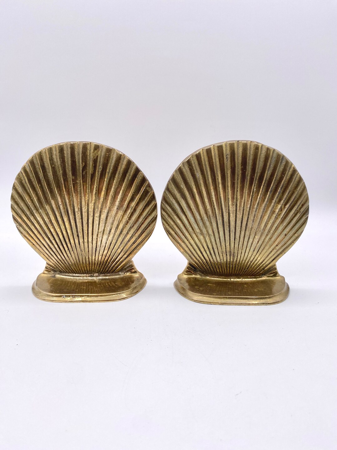 Vintage Pair of Solid Brass Seashell Bookends - Etsy