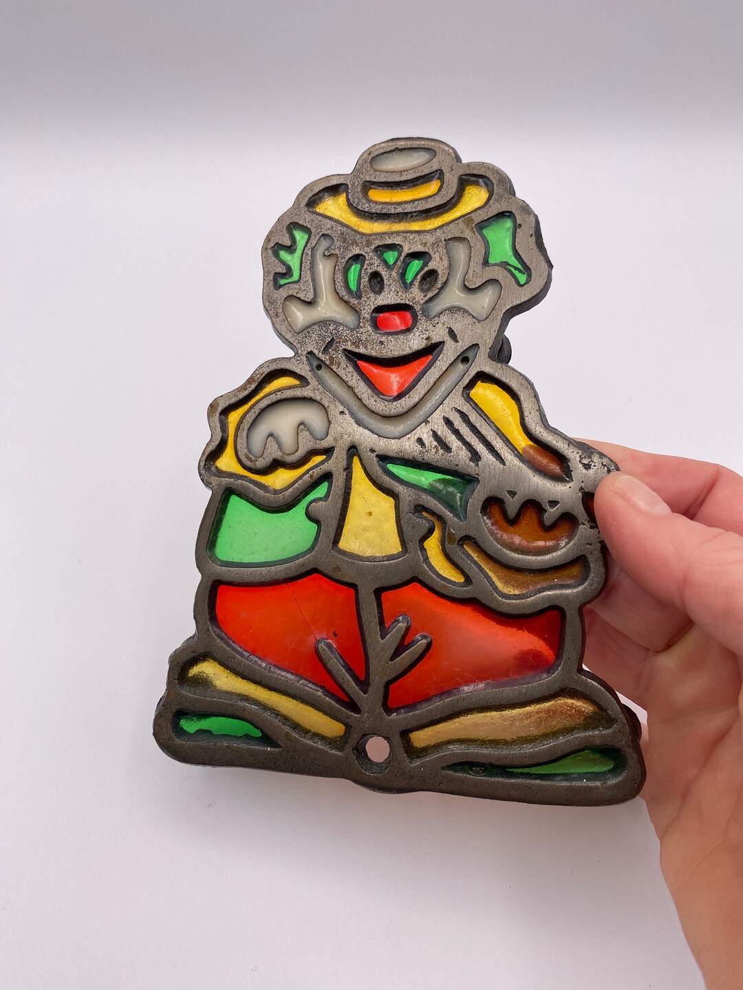 Vintage Colorful Stained Glass Clown Trivet Metal and Glass - Etsy