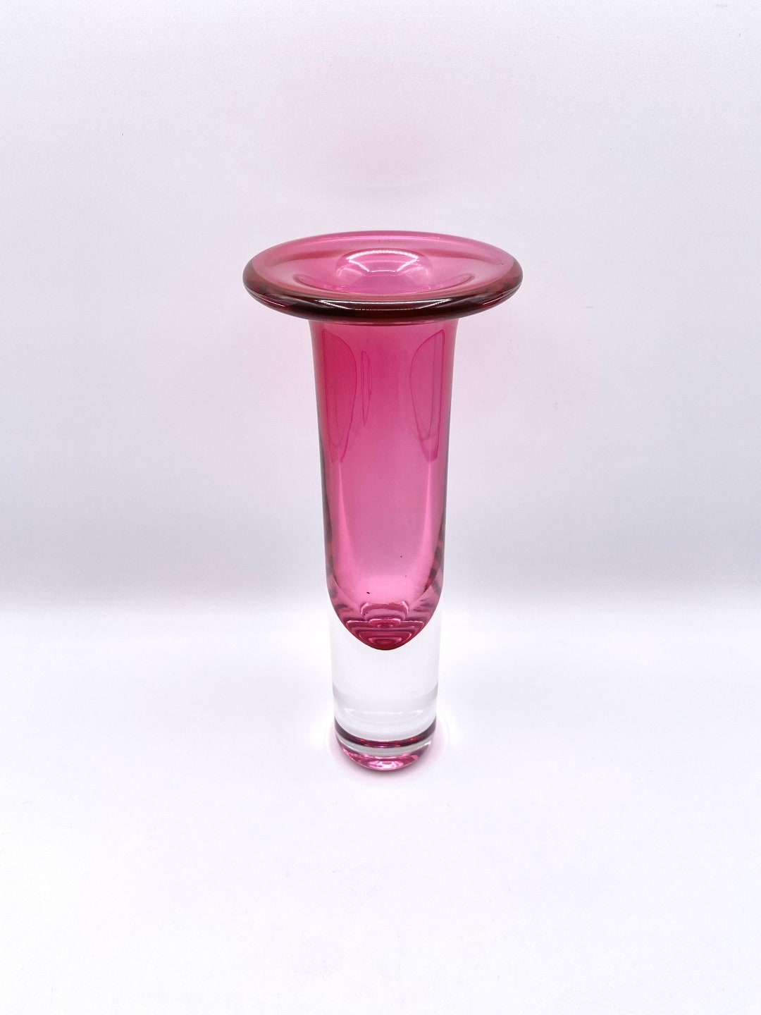 Blown Glass Pink Vase by Erickson, Art Glass Vase, 8.5"x3.25" - Etsy