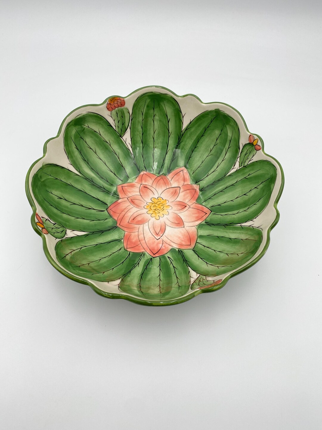 Stoneware Large Cactus Flower Serving Bowl, Pretty Centerpiece Bowl - Etsy