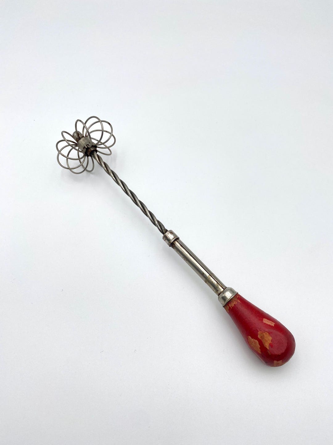 Vintage 1920s Spring Action Whisk Red Chippy Paint Wooden Handle - Etsy