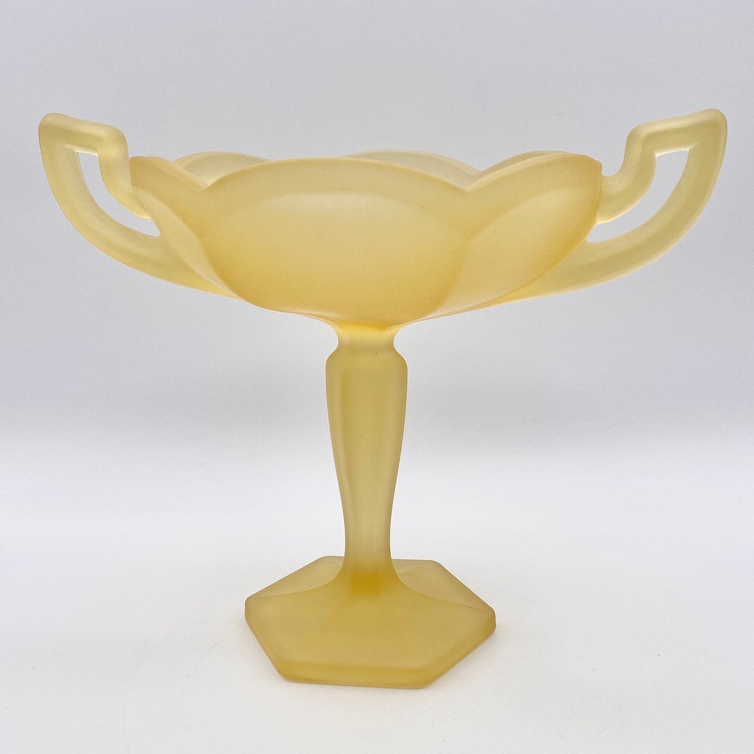 Westmoreland Yellow Mist Satin Glass Keystone Colonial Double Handled ...