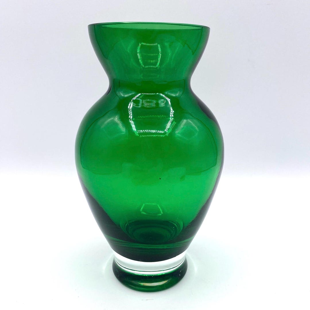 Vintage Small Green Glass Vase With Polished Bottom - Etsy