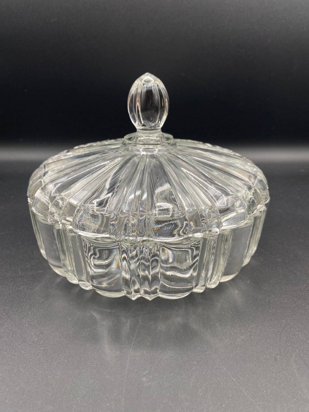 Vintage Glass Candy Dish With Lid by Anchor Hocking old - Etsy