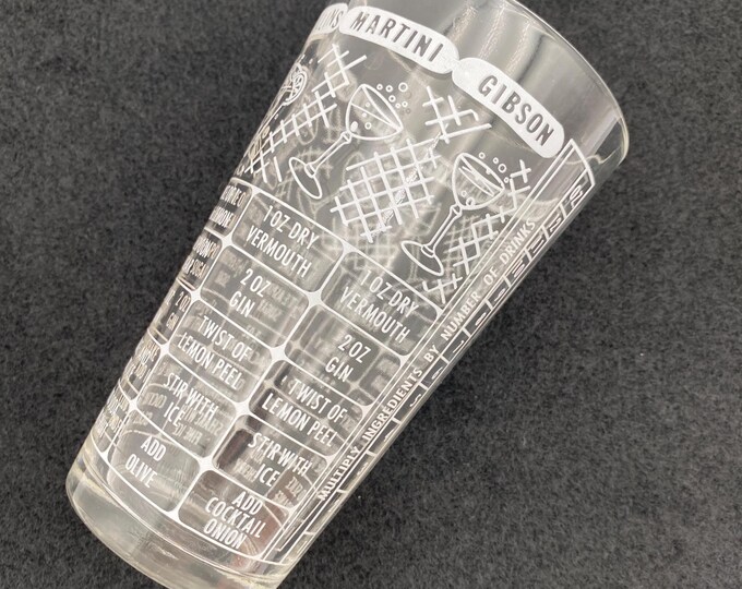 1950s-1960s Federal Clear Glass Mixer Tumbler Cup With Cocktail Recipes ...