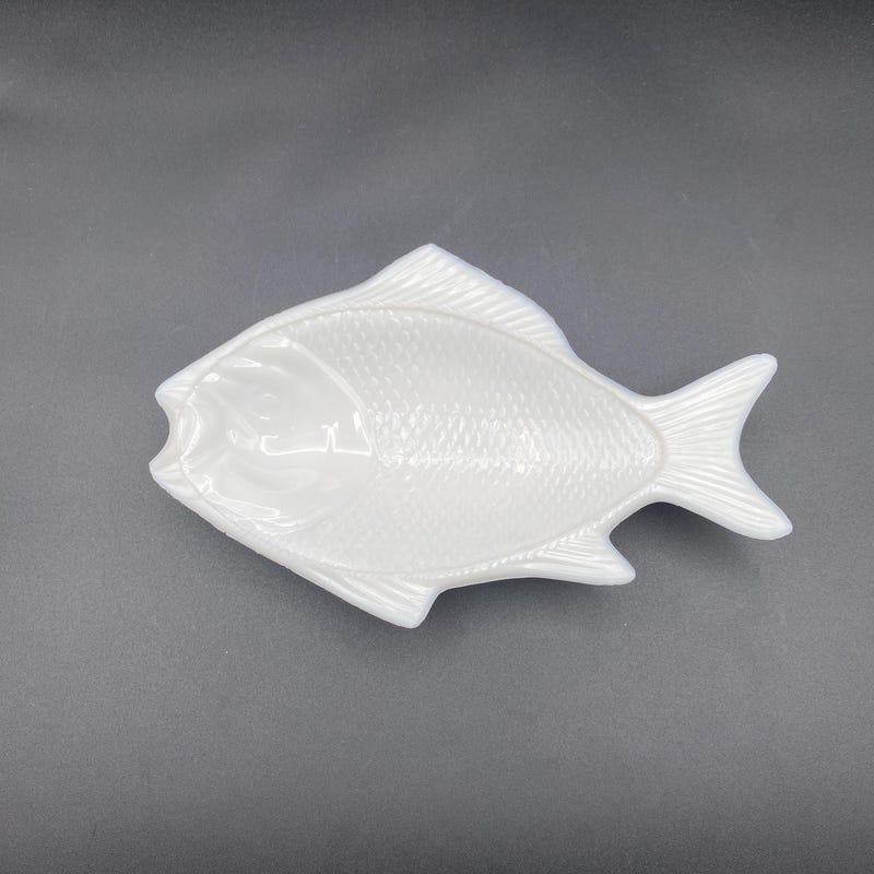 White Glass Fish Plates - Etsy