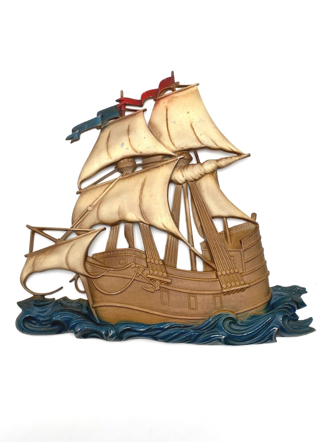 Vintage Cast Metal Ship by Sexton, Wall Decor, Beach Vibe, Pirate Ship ...