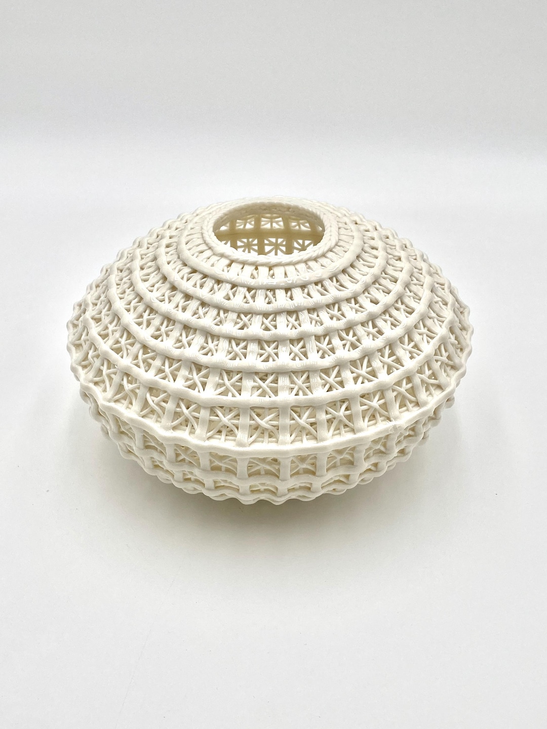 Openwork Woven "wicker" or Lattice Ivory Porcelain Vase or Luminary ...