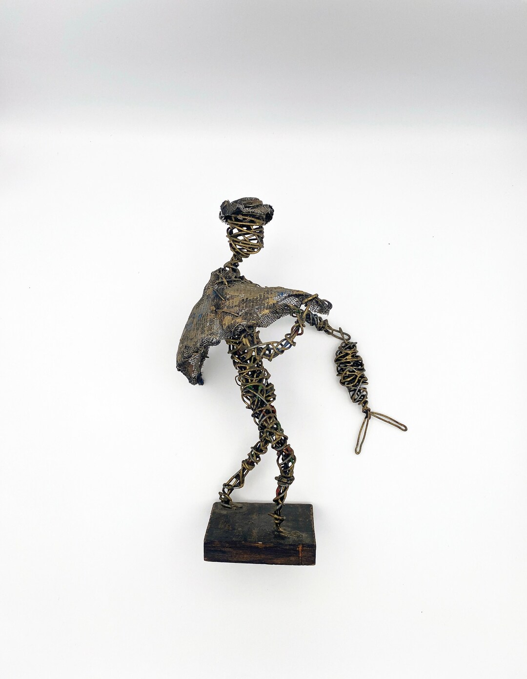 Brutalist Twisted Wire Sculpture of Fisherman With Net and Fish - Etsy