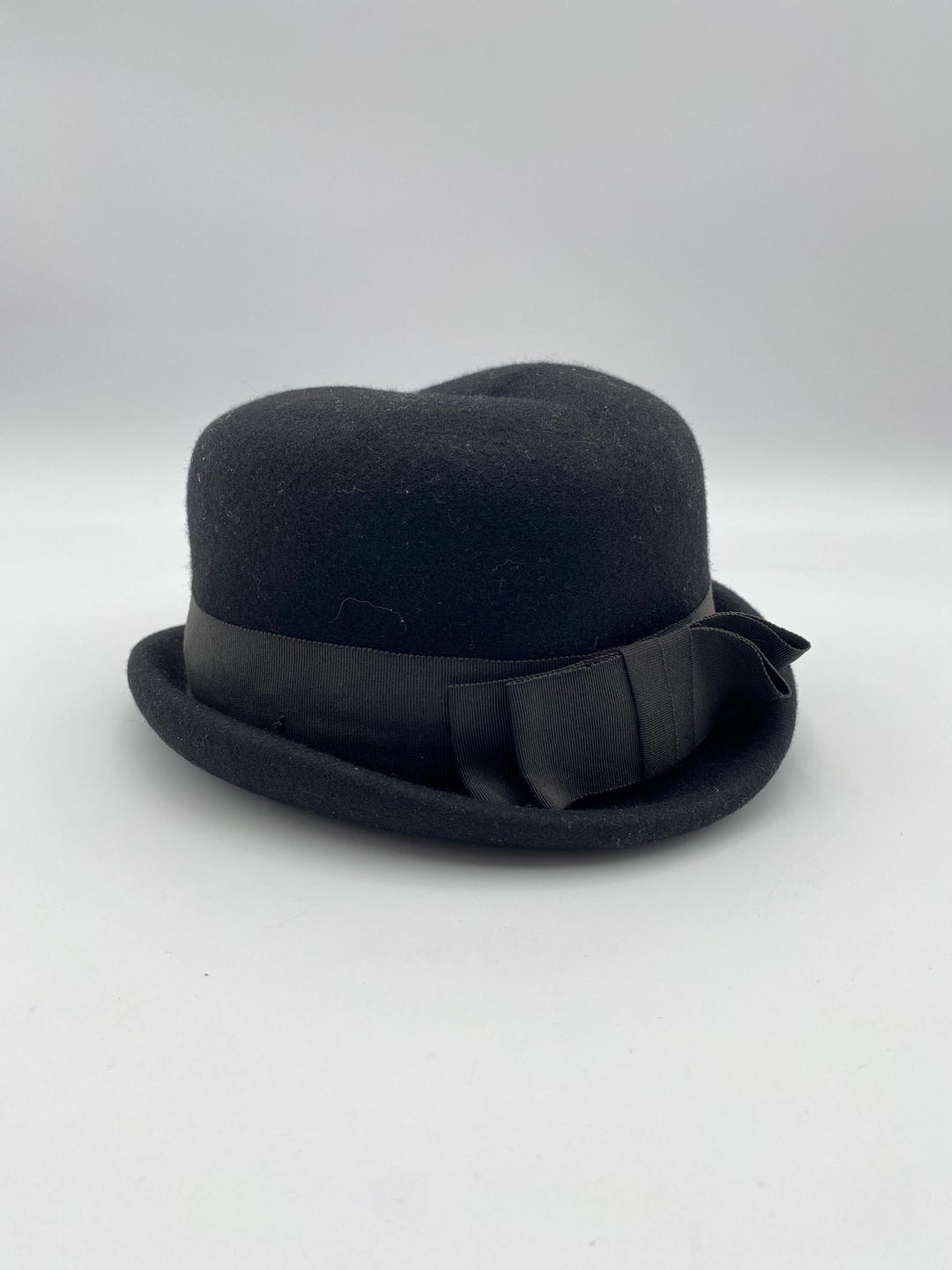 Vintage Henry Pollack Glenover Black 100% Wool Hat With Black Grosgrain ...