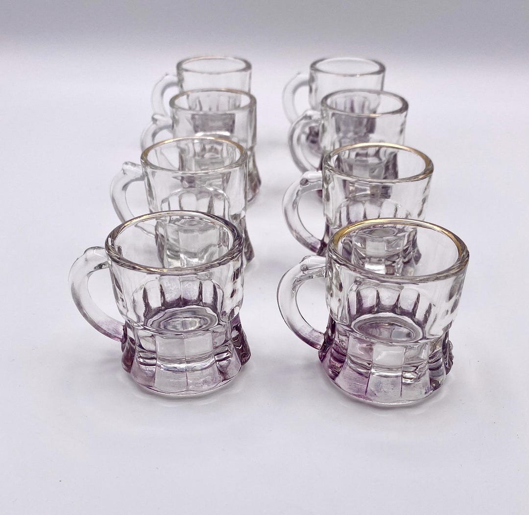 Vintage Federal Glass Mini Beer Stein Shot Glasses or Toothpick Holders ...