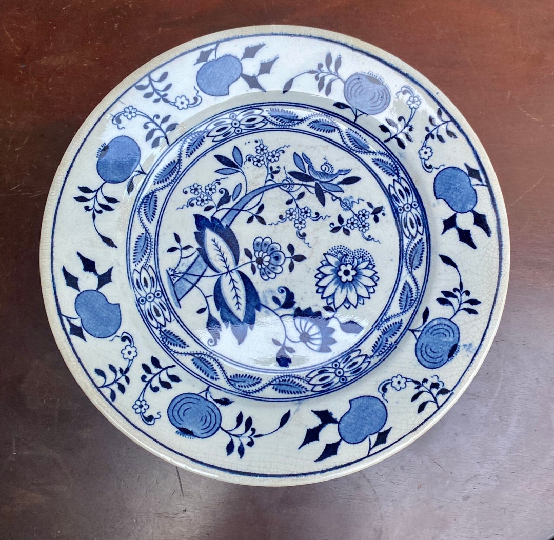 Antique Staffordshire England Blue Onion 8" Plate - Etsy