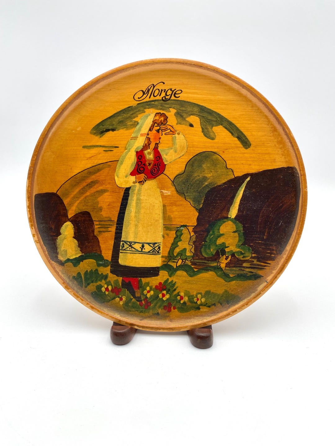 Hand Painted 1950s Norwegian Wooden Plate "norge", 7.75" Diameter - Etsy