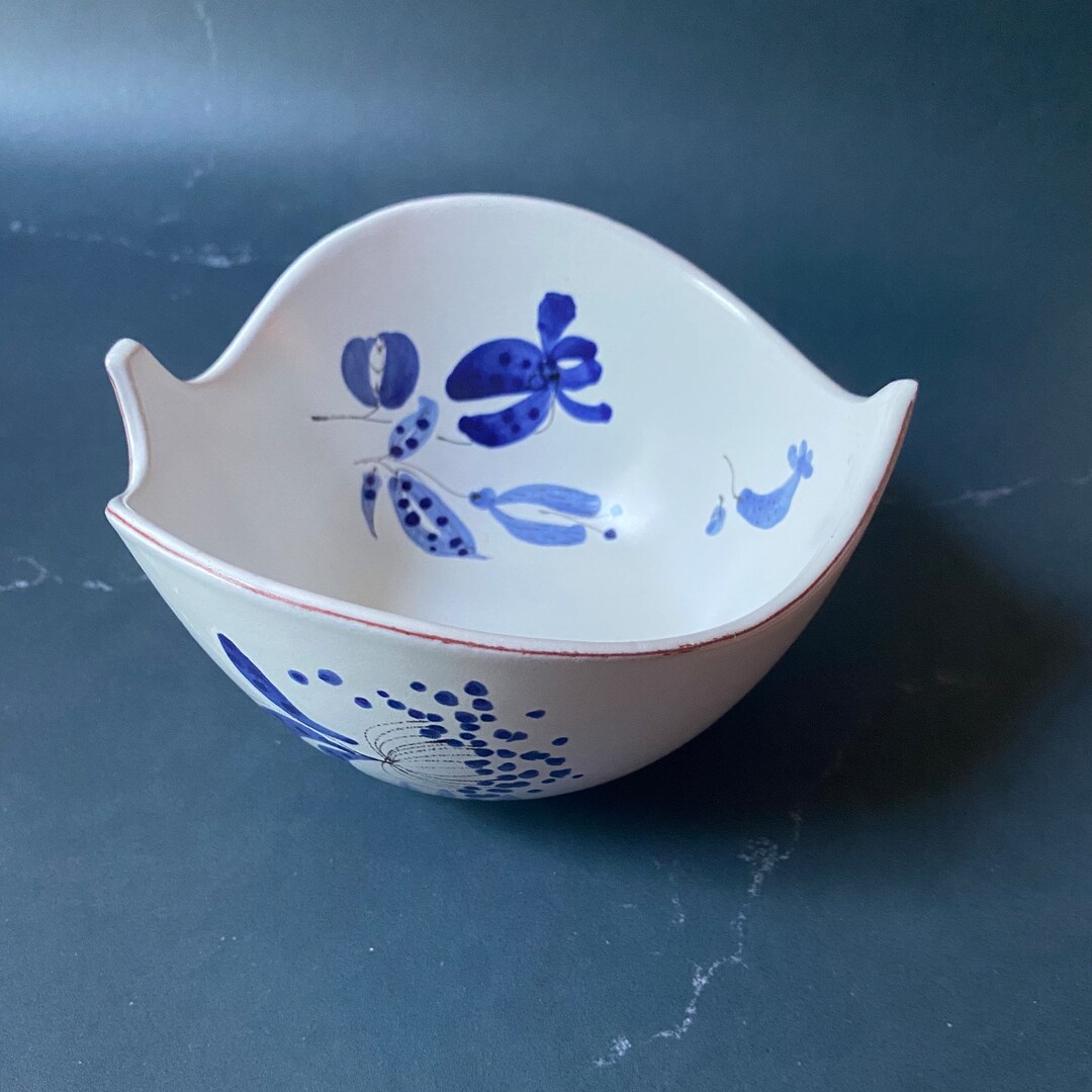 Swedish Artist Stig Lindberg Gustavsberg Studio Hand Painted Leaf Bowl ...