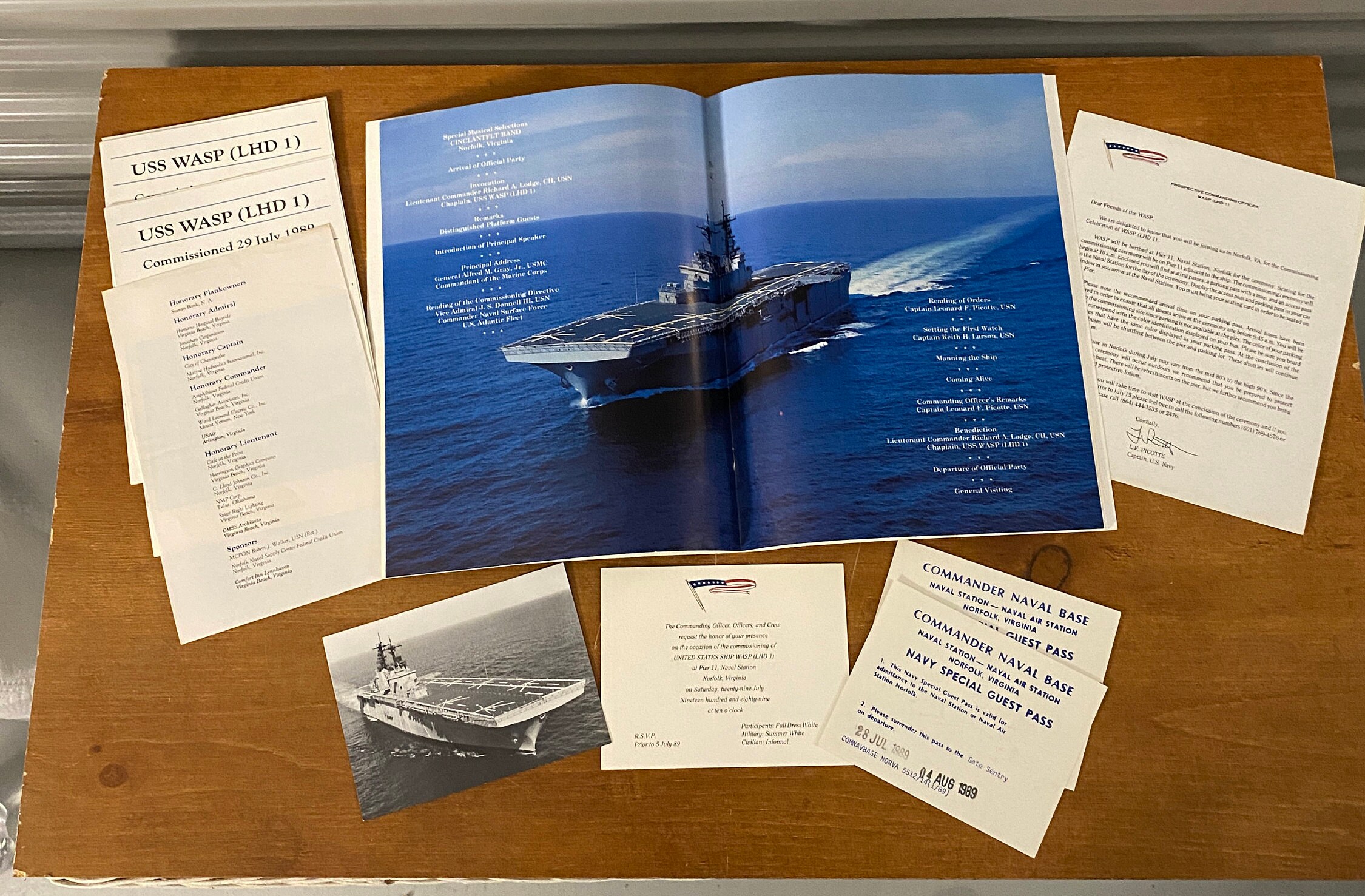 USS Wasp LHD-1 Aircraft Carrier Plankowner Commissioning 29 July 1989 ...