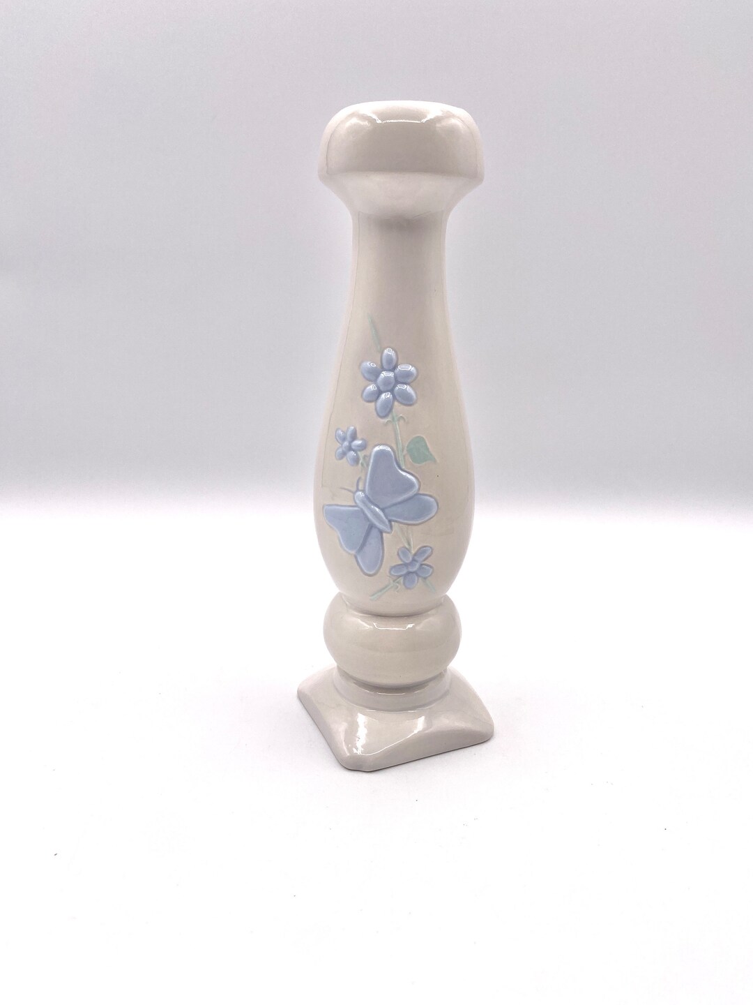 Sweet Bud Vase With Blue Flowers and Blue Butterflies Macky Molds - Etsy