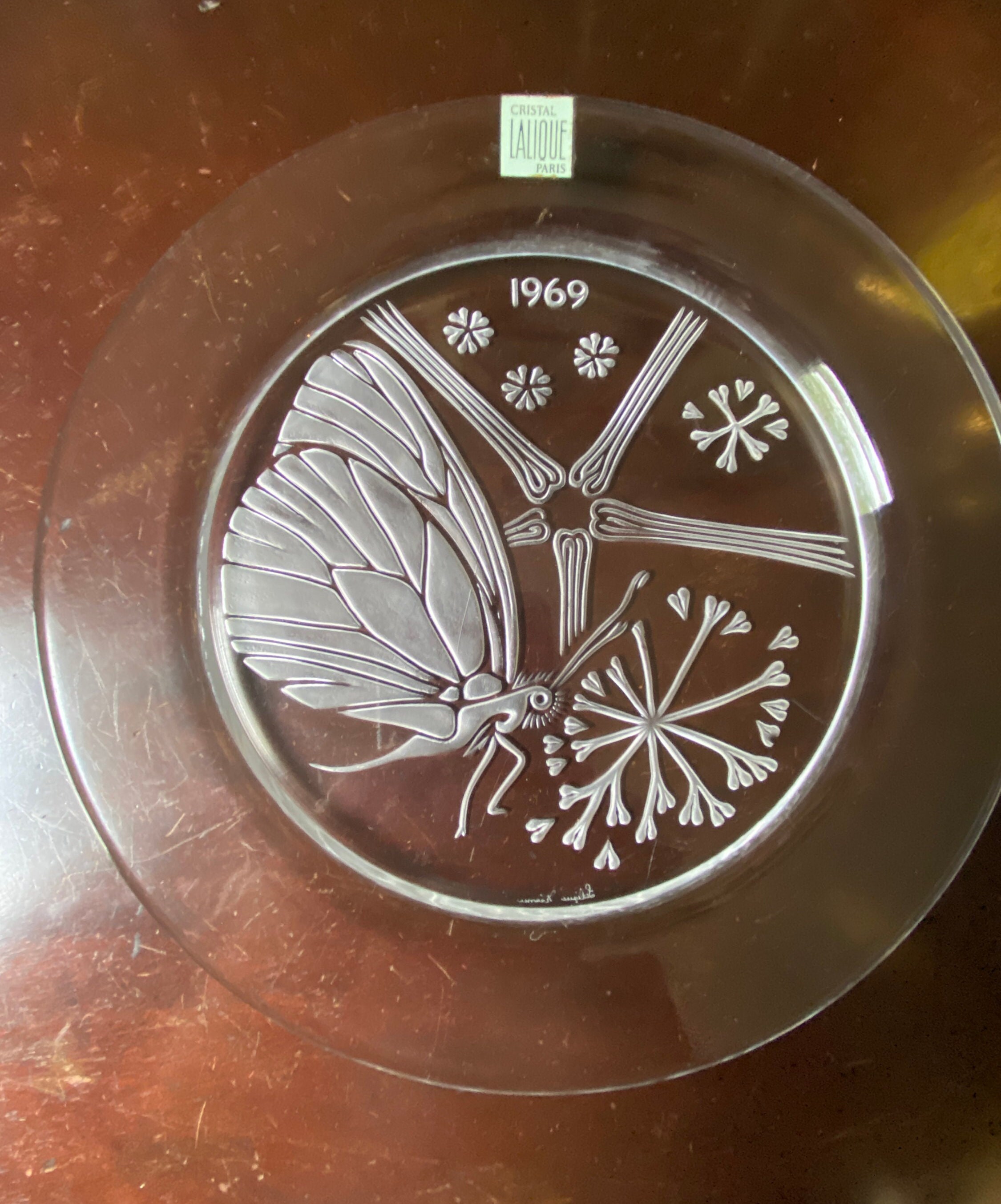 Lalique Crystal 1969 Plate Papillon 5th in Series Marie Claude Lalique ...
