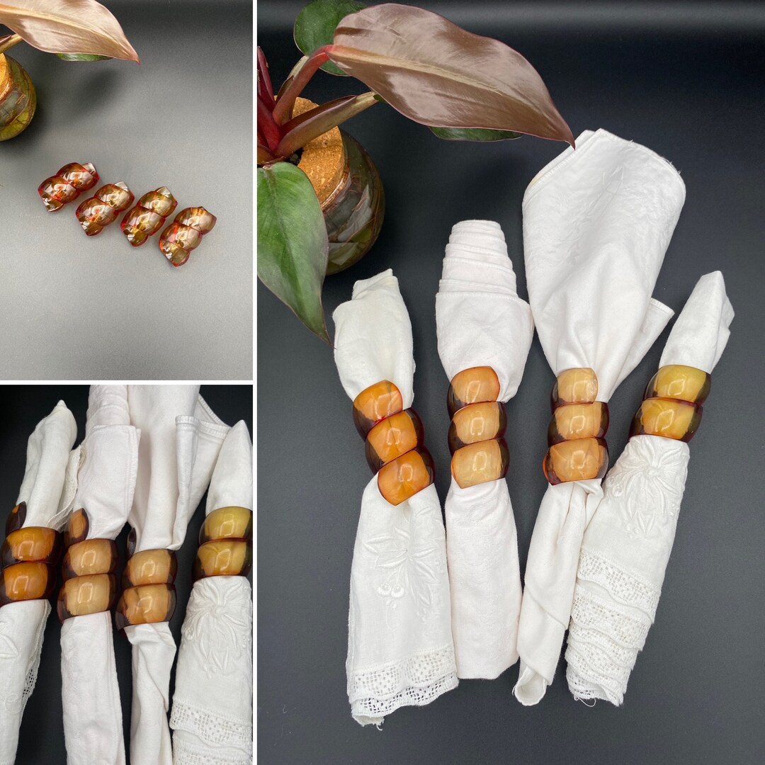 Amber Colored Lucite Swirl Napkin Rings Set of 4 MCM Tableware - Etsy