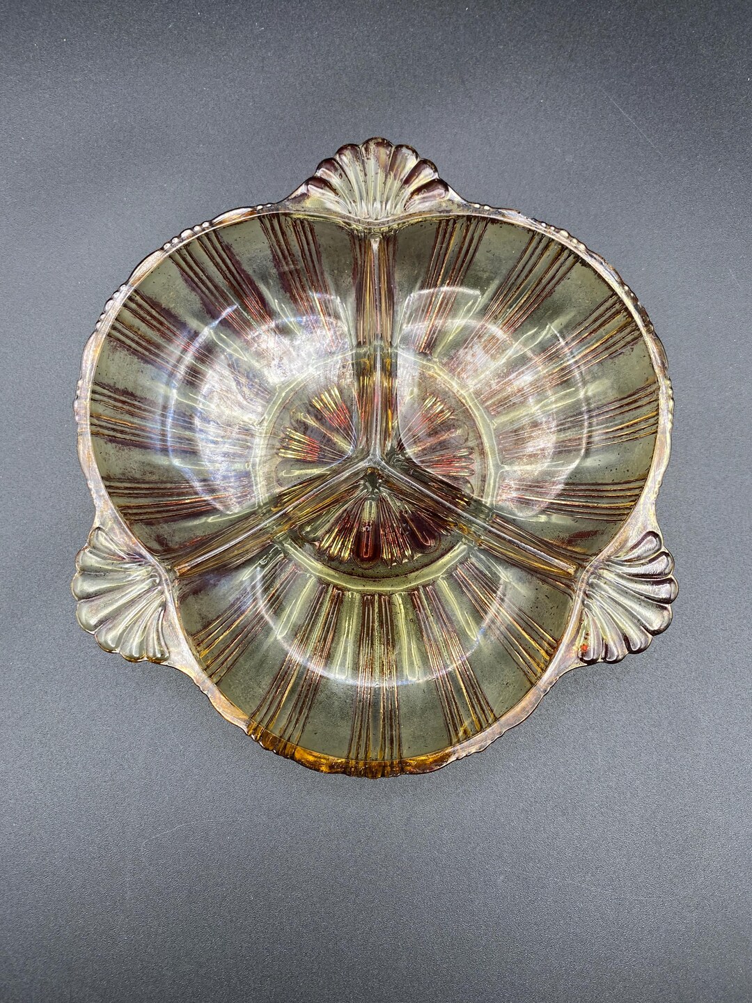 3 Section Dish Goofus Glass - Etsy