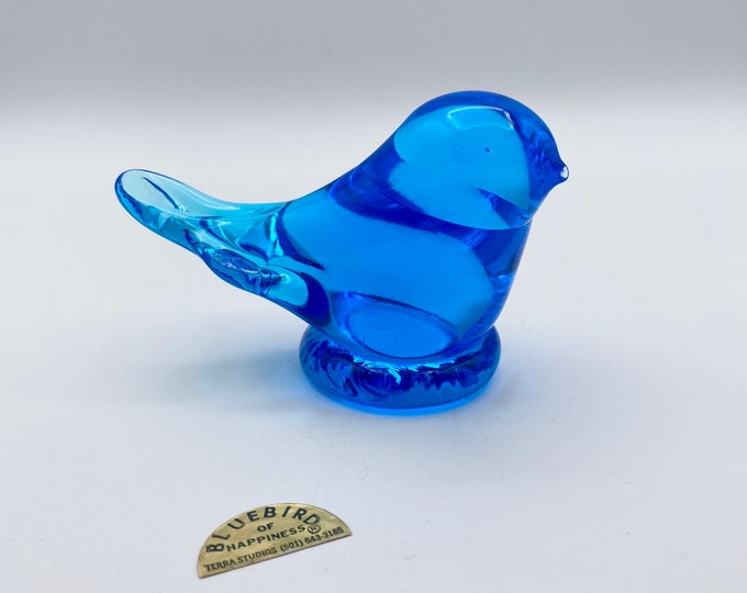 Vintage Bluebird of Happiness Solid Blue Glass Bird - Etsy