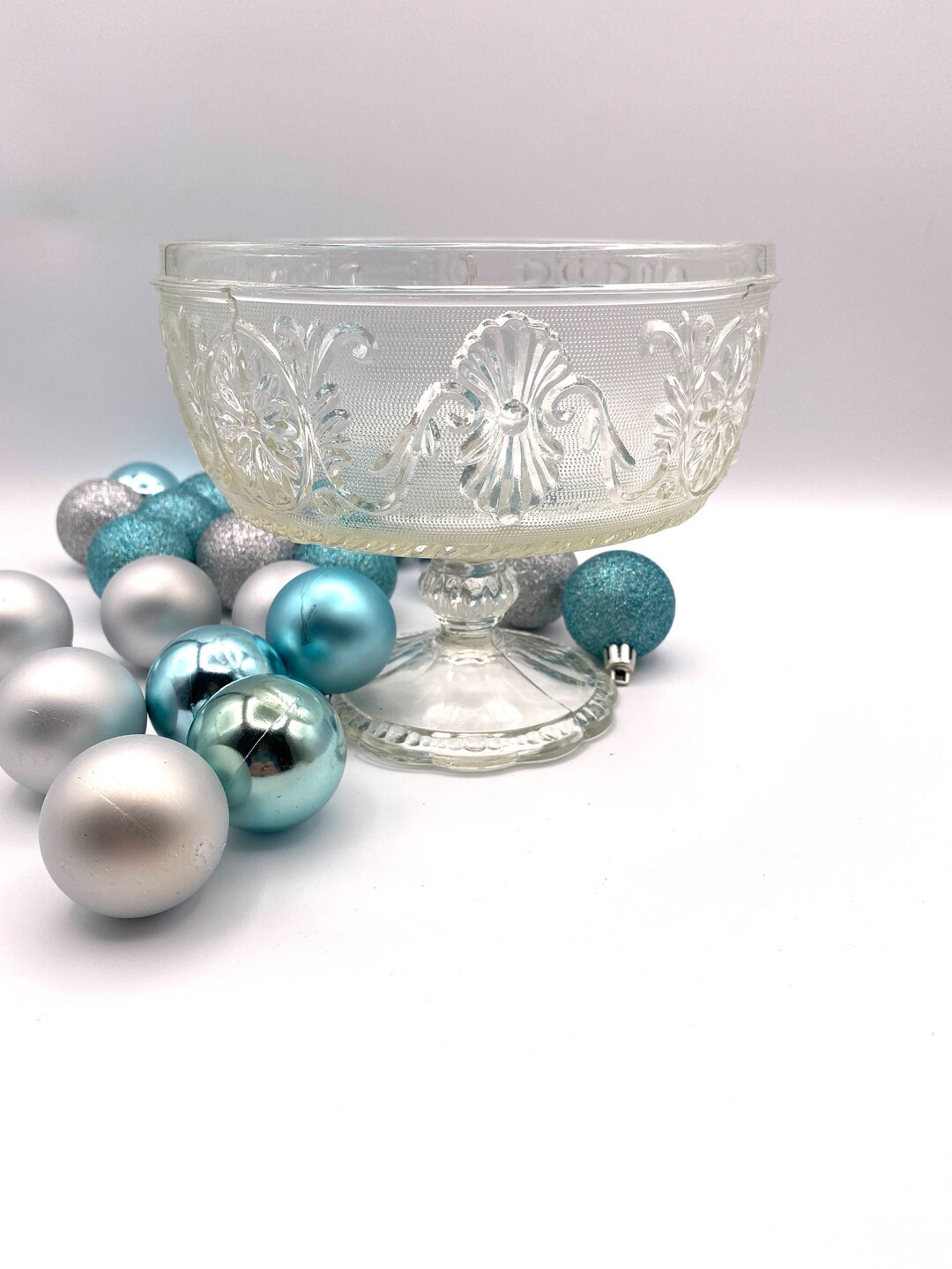 Large Compote Serving Bowl Early American Pressed Glass Clear - Etsy