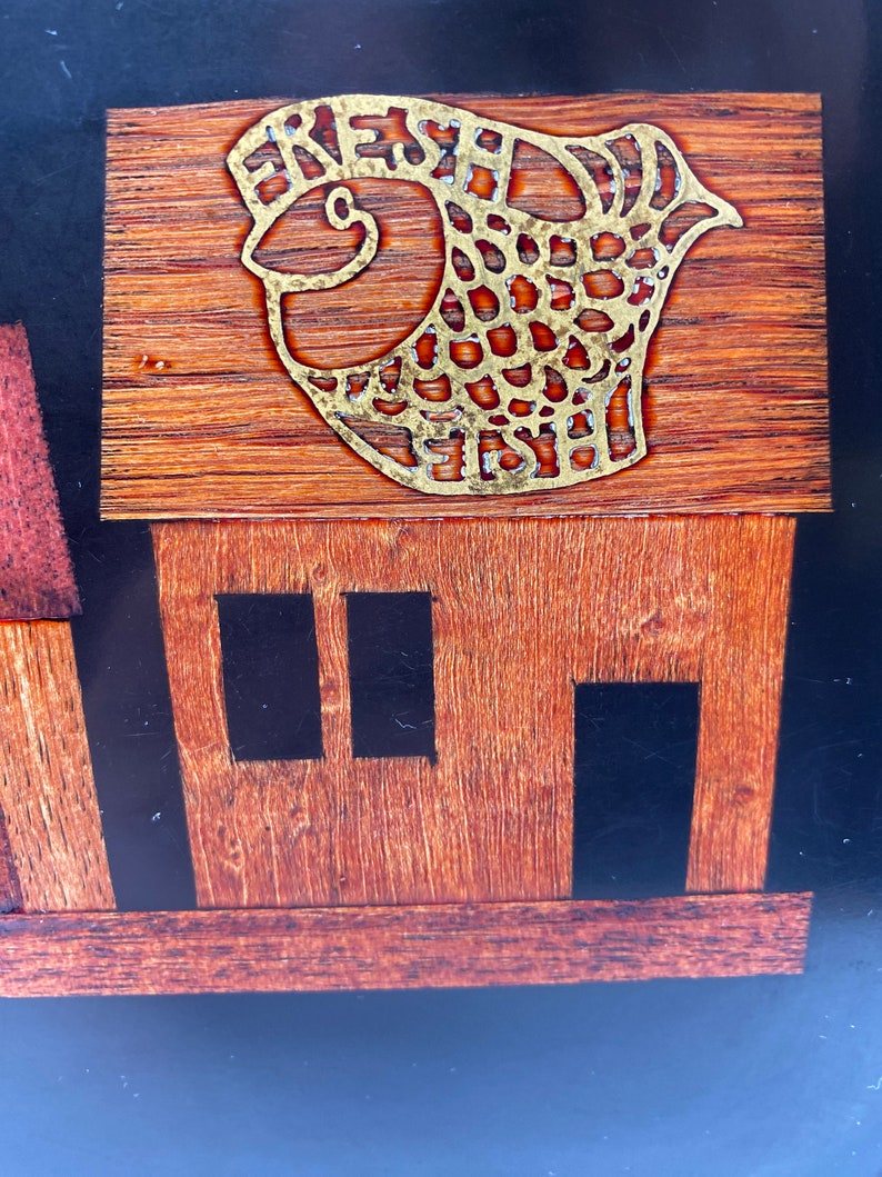 Fish Motif Couroc of Monterey Black Tray With Wood and Brass Inlay - Etsy