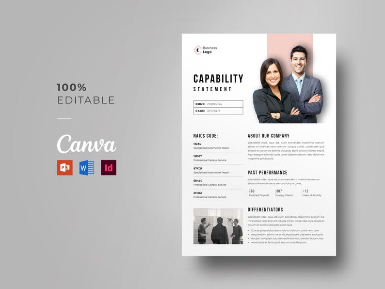 Capability Statement Template: Corporate Business Design (A4) - Etsy