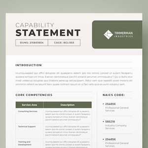 Capability Statement Template, Business Capability Statement Design ...