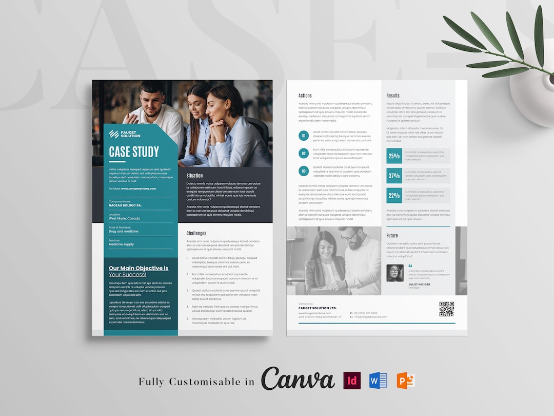 2-page Case Study Template: Corporate Flyer Design (canva, Word, PPT ...