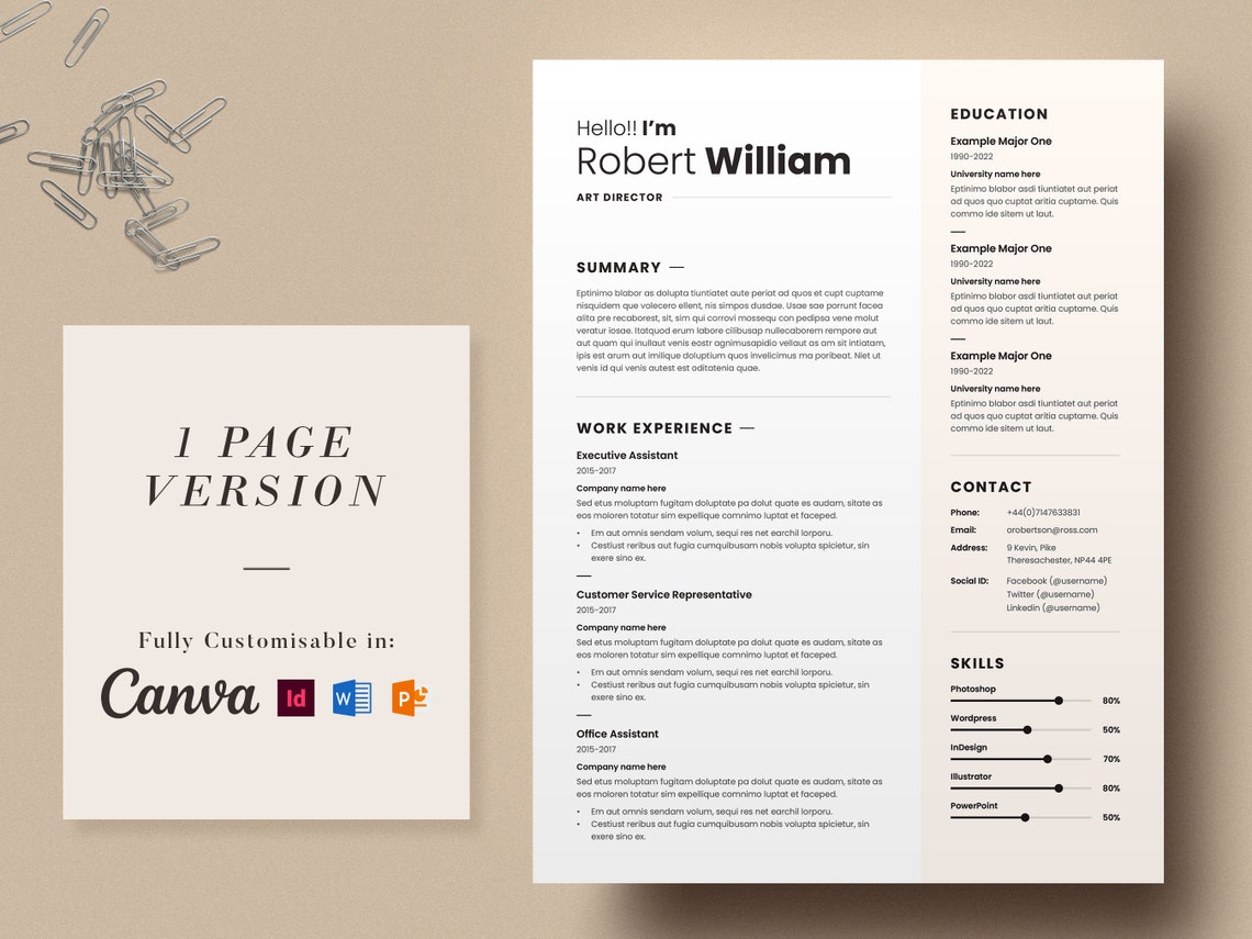 CV Template, Resume Template, Professional Resume, Executive Resume ...