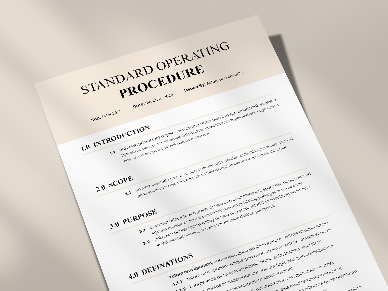 Standard Operating Procedure Template, SOP Template, Business SOP ...