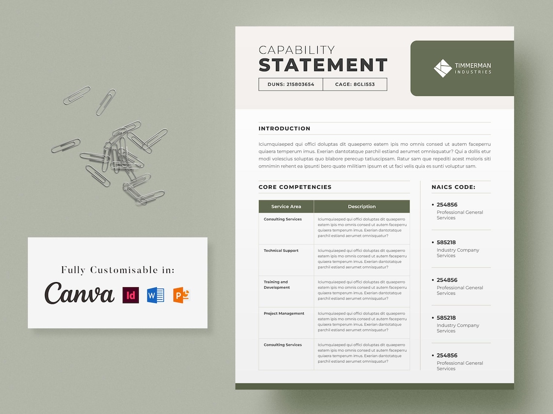 Capability Statement Template, Business Capability Statement Design ...