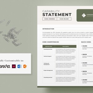 Capability Statement Template, Business Capability Statement Design ...