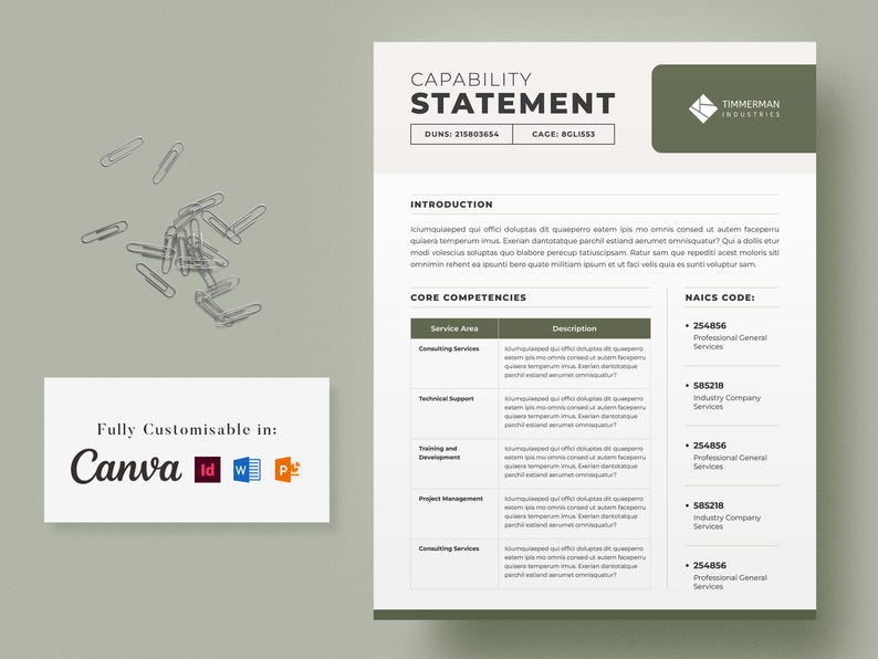 Capability Statement Template, Business Capability Statement Design ...