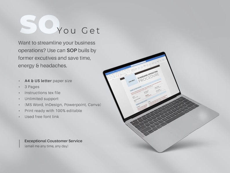 Editable Standard Operating Procedure Template: Business SOP (A4 & US ...