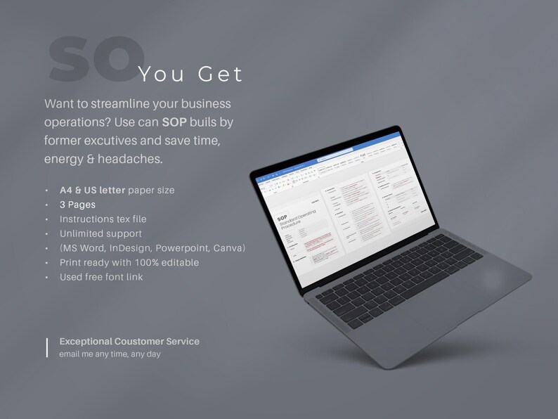 Standard Operating Procedure Template: Business SOP Document (A4 & US ...