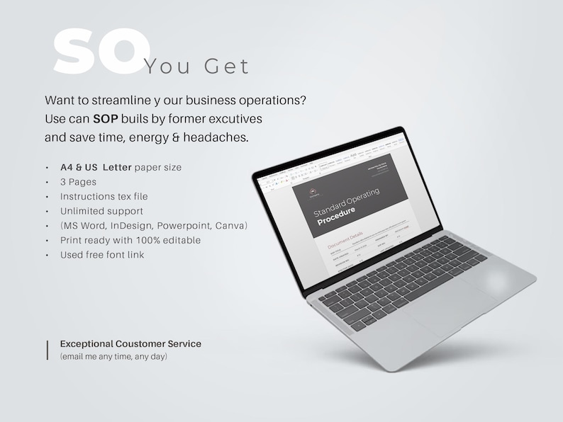 Editable SOP Template: Standard Operating Procedure (A4 & US Letter) - Etsy