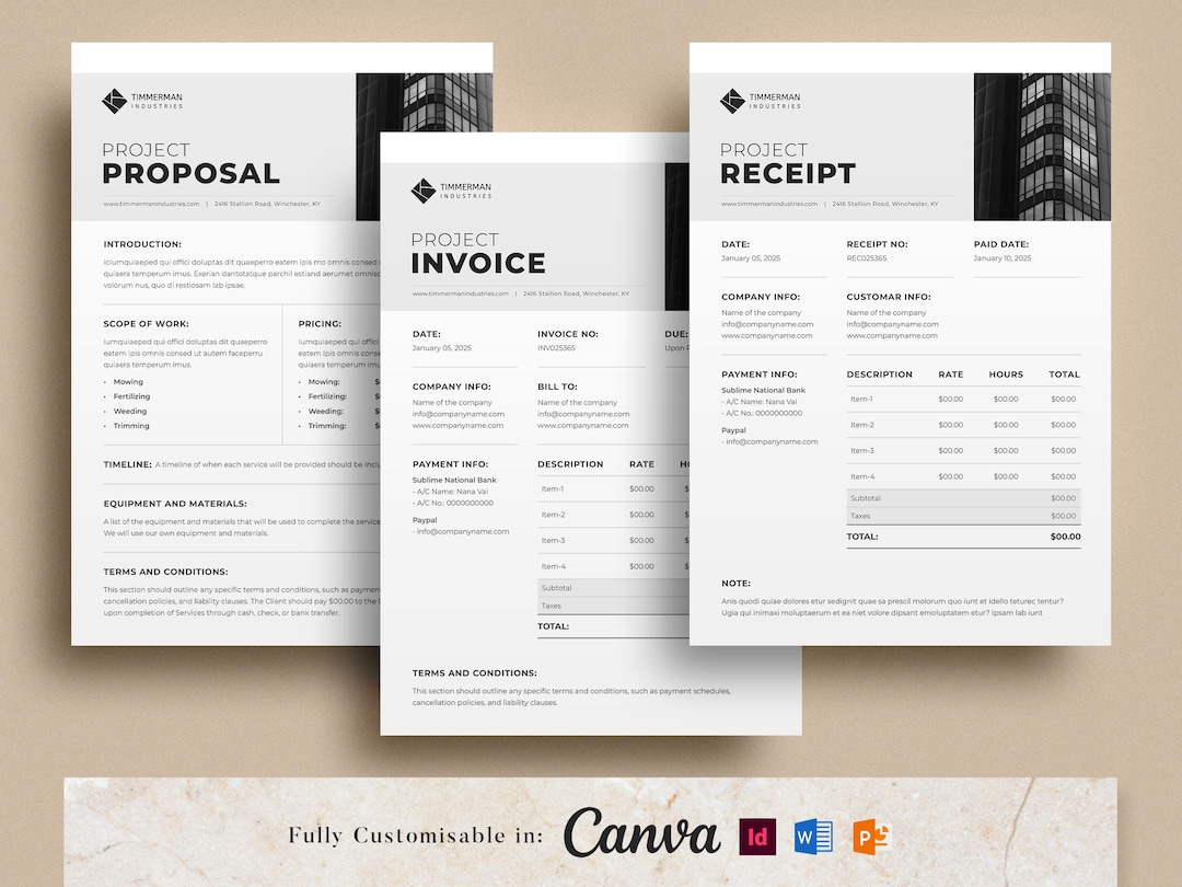 Business Proposal + Project Invoice + Project Receipt || Project ...