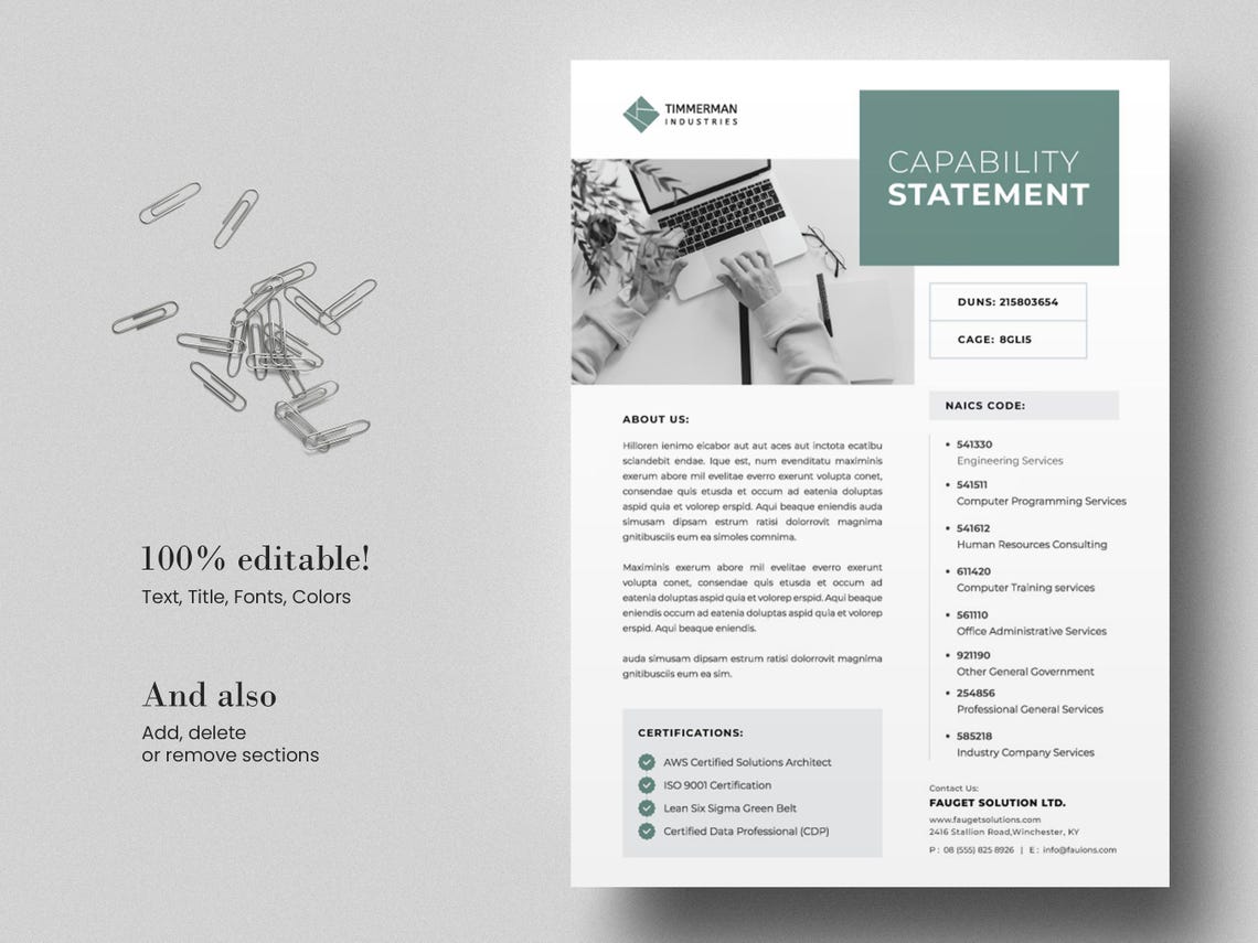 Capability Statement Template: Corporate Business Design (A4 & US ...