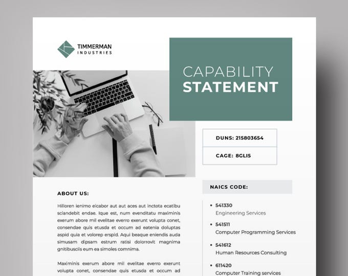 Capability Statement Template: Corporate Business Design (A4 & US ...
