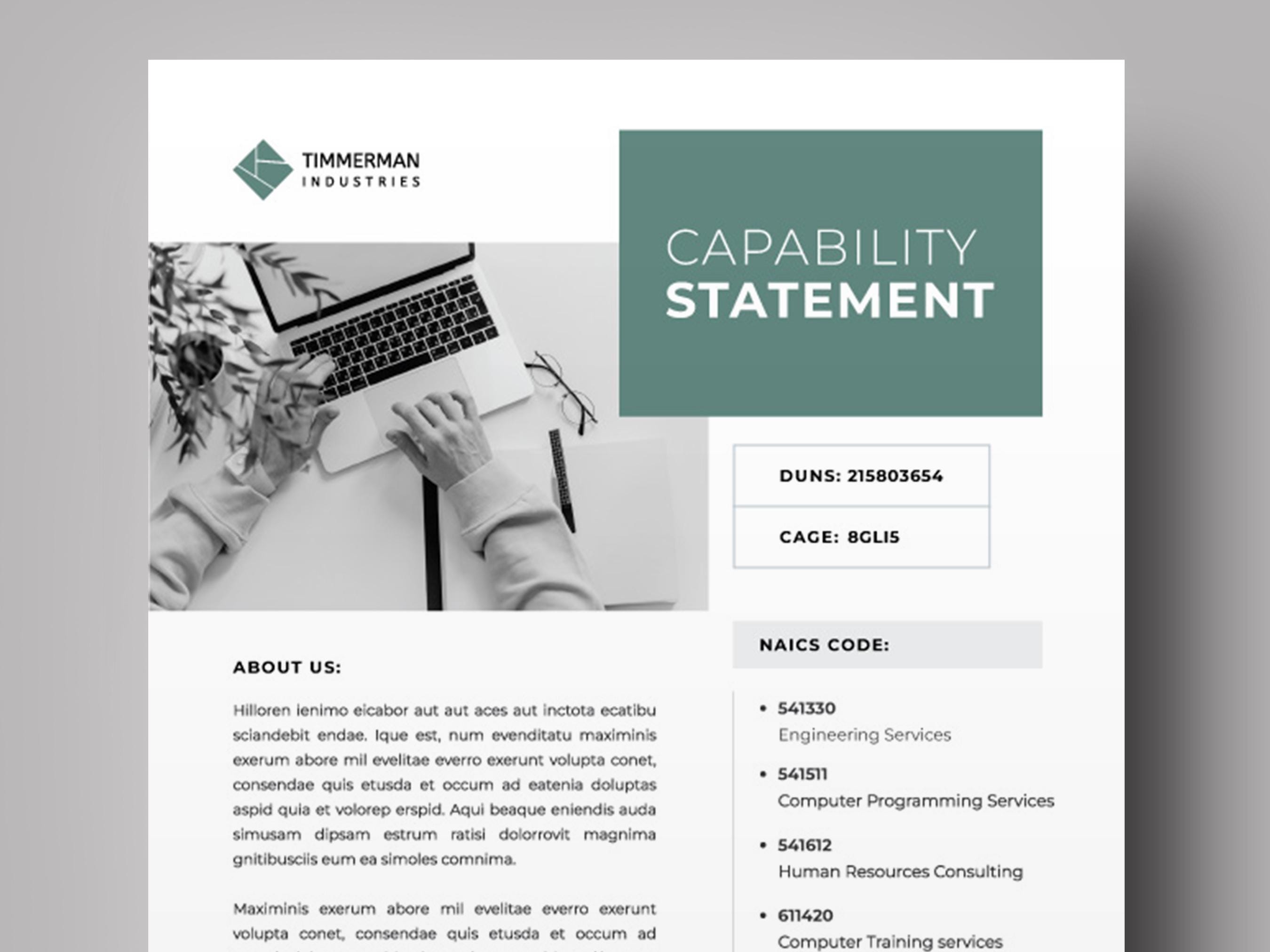 Capability Statement Template: Corporate Business Design (A4 & US ...