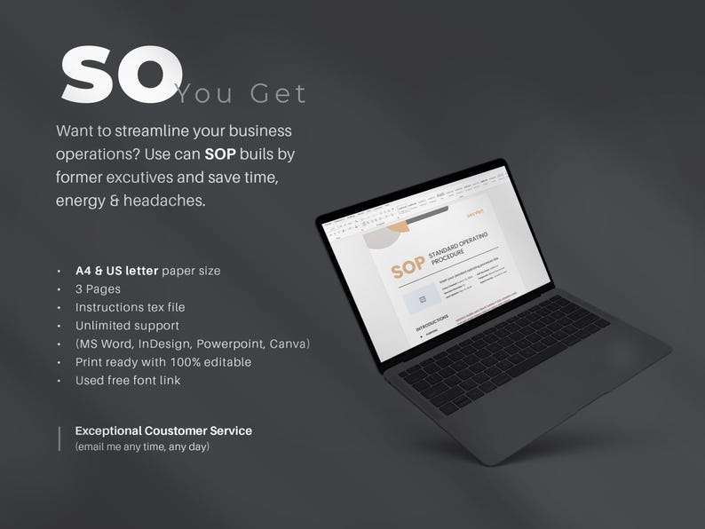 Editable SOP Template: Standard Operating Procedure (A4 & US Letter) - Etsy