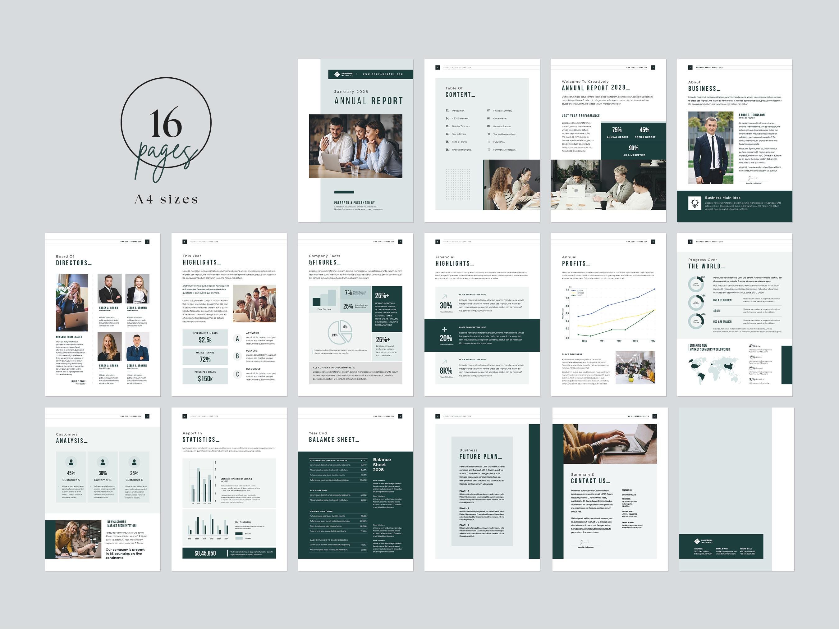 Annual Report Template: Project Report, Corporate Design (canva, Word ...