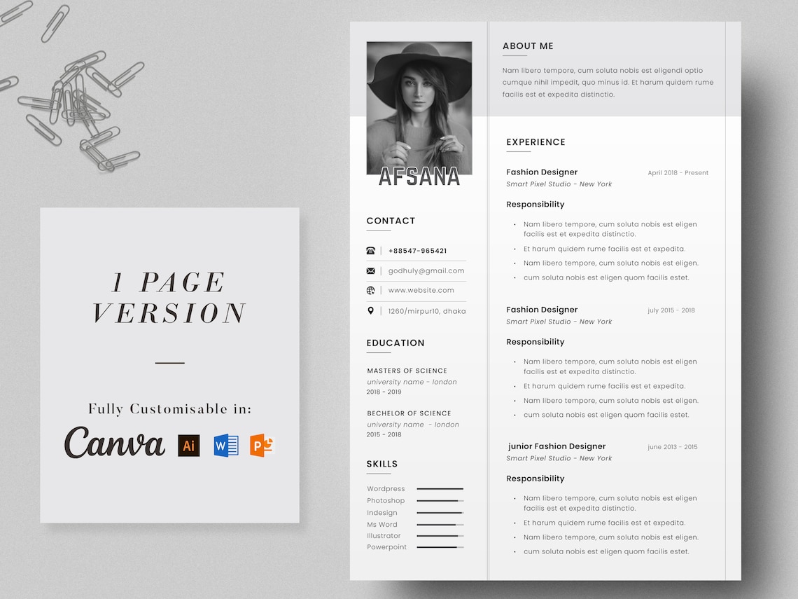 Minimalist Executive Resume, Resume Template, Professional Resume, CV Template, Executive Resume ...