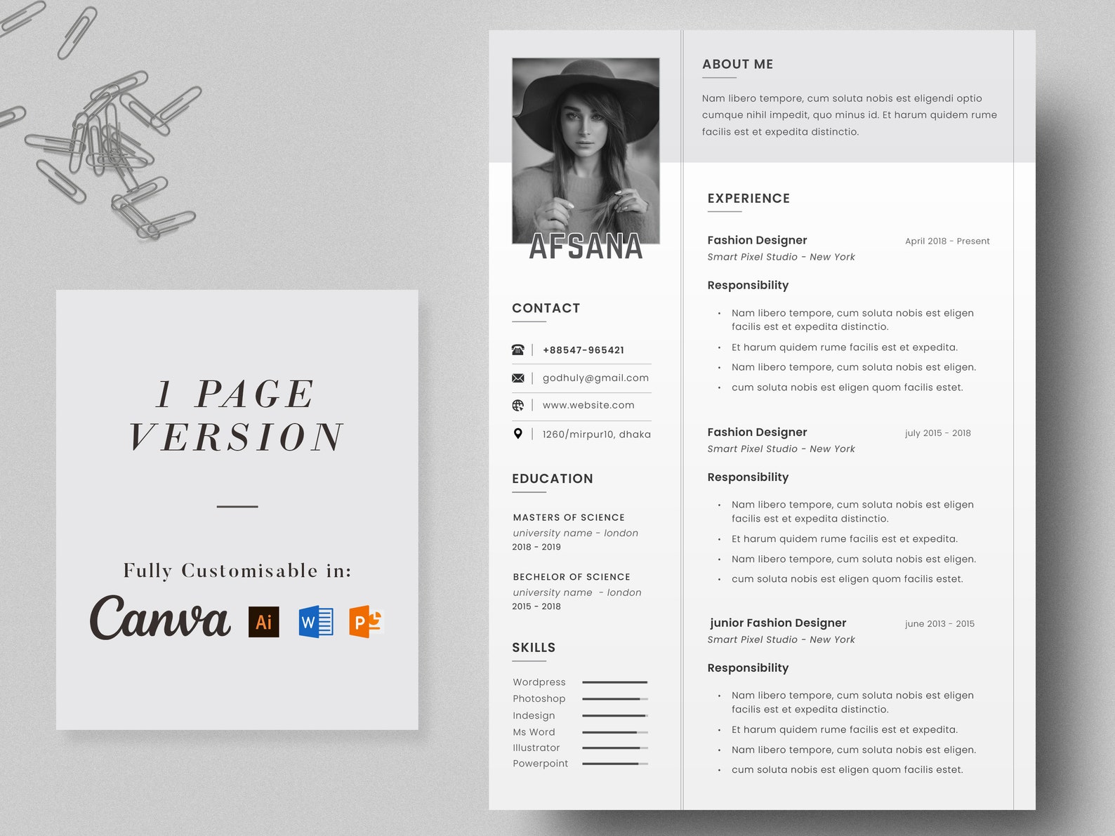 Minimalist Executive Resume, Resume Template, Professional Resume, CV ...