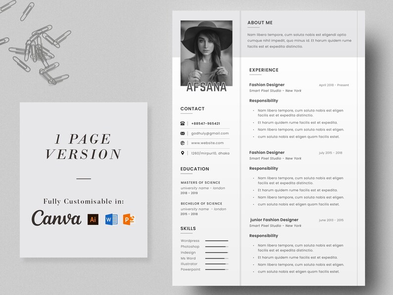 Minimalist Executive Resume, Resume Template, Professional Resume, CV ...