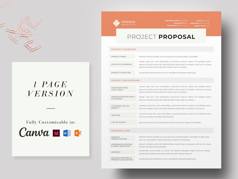 Project Proposal Template: Corporate Business (MS Word, Canva) - Etsy