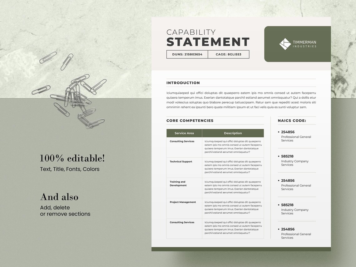 Capability Statement Template: Corporate Business Design (A4 & US ...