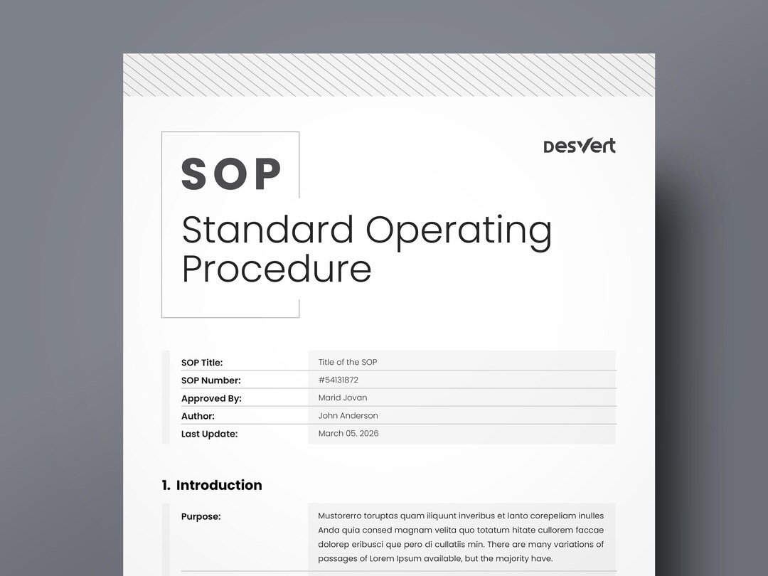 Standard Operating Procedure Template: Business SOP Document (A4 & US ...