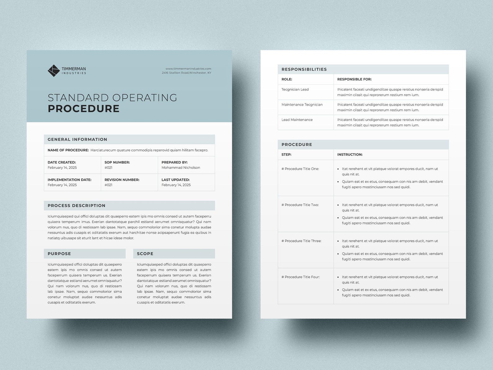 Standard Operating Procedure Template: Editable SOP Document (indesign, Word, Canva, PPTX) - Etsy